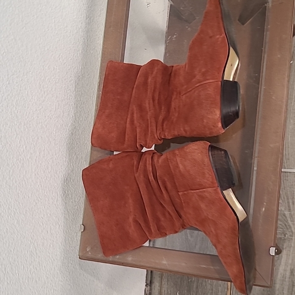 Vintage | Shoes | Vintage Burnt Orange Suede Slouch Booties Size 8 ...